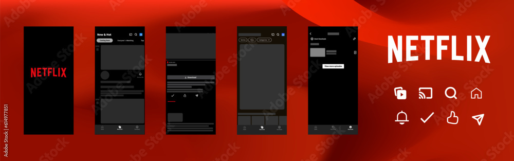 Netflix mobile apps. Netflix. Smartphone app mockup. Template for ... Netflix mobile apps. Netflix. Smartphone app mockup. Template for ...