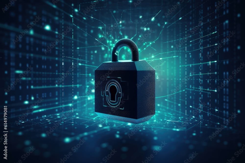 Ilustração do Stock: Cybersecurity Padlock, Digital Lock on Technology ...