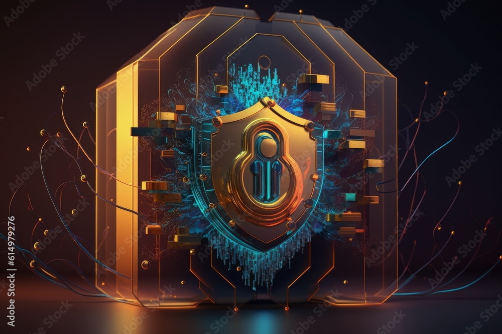 Cybersecurity Padlock, Digital Lock on Technology Network Data ...