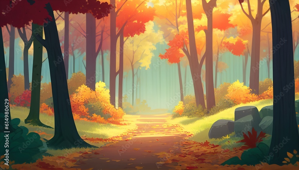 animated background image of a dense, lush forest with tall trees ...