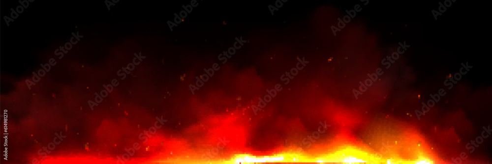 Fire and ember overlay effect and smoke background. Grill hot flame ...