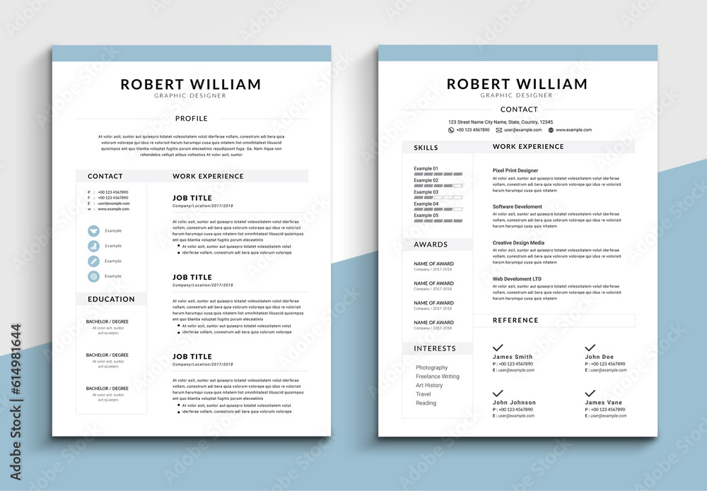 Clean Minimal Resume Layout Stock Template | Adobe Stock