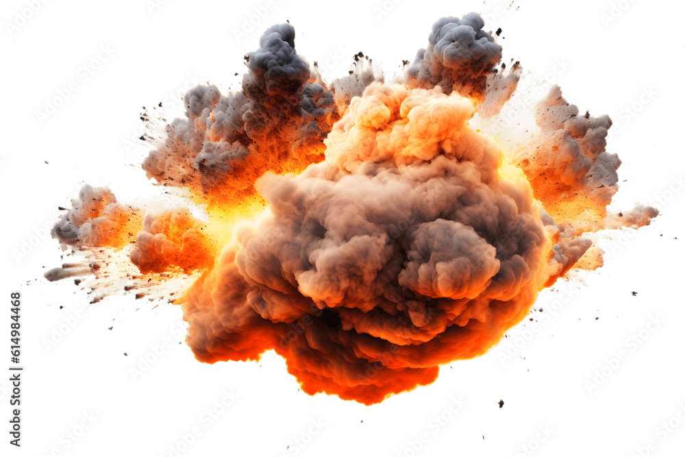 Realistic fiery explosion with colorful streaks. Large fireball with ...