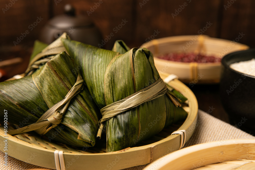 zongzi, rice dumplings,Made with glutinous rice and meat or egg yolk ...