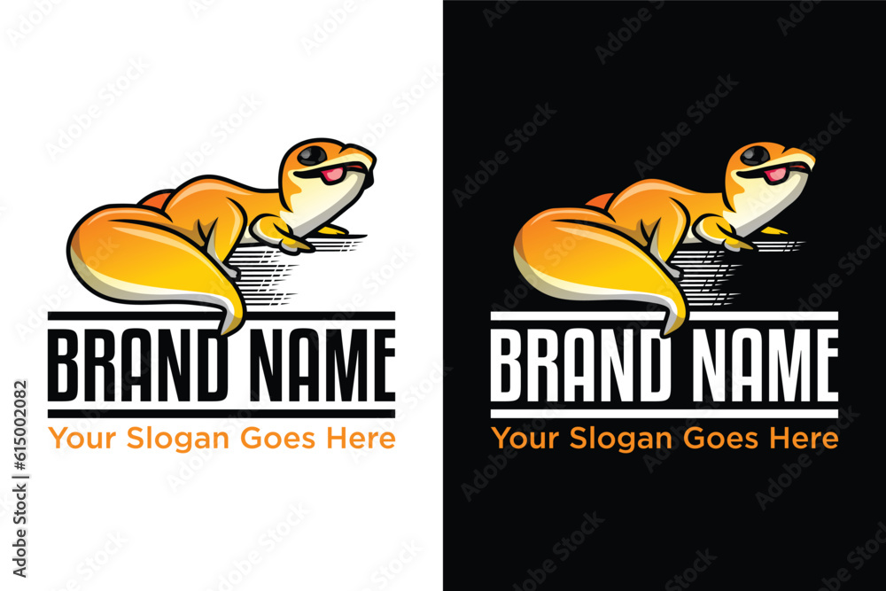 cute Gecko mascot illustration logo design Stock Vector | Adobe Stock