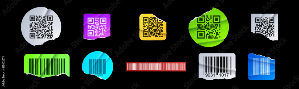 Torn barcode paper sticker label vector design. Bar code sign icon ...