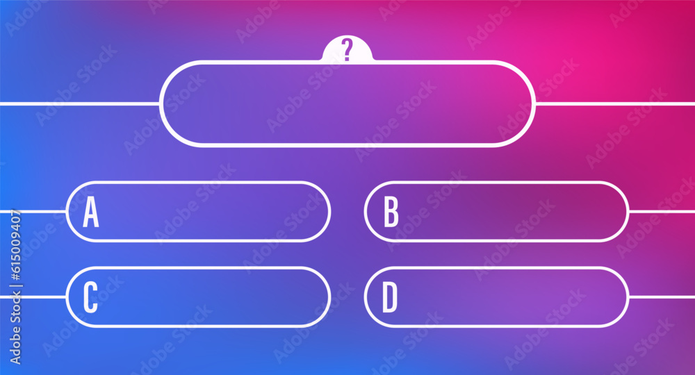 Vector question and answers template neon style for quiz game, exam, tv ...