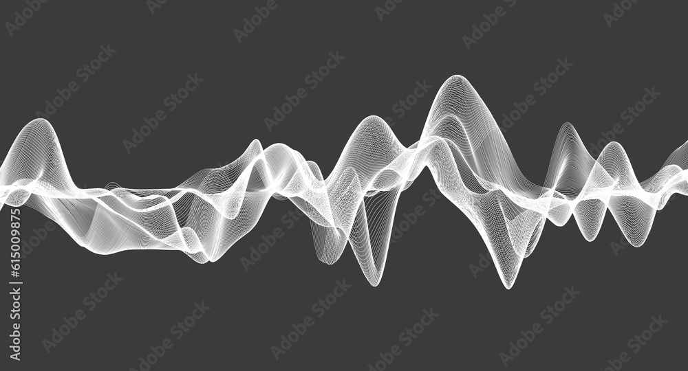 Undulate gray wave swirl. frequency soundwave; twisted curve lines with ...