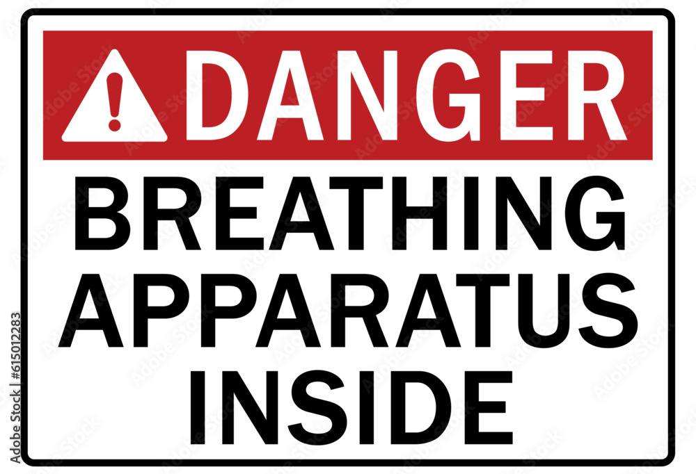 Breathing air station sign and labels breathing apparatus inside Stock ...