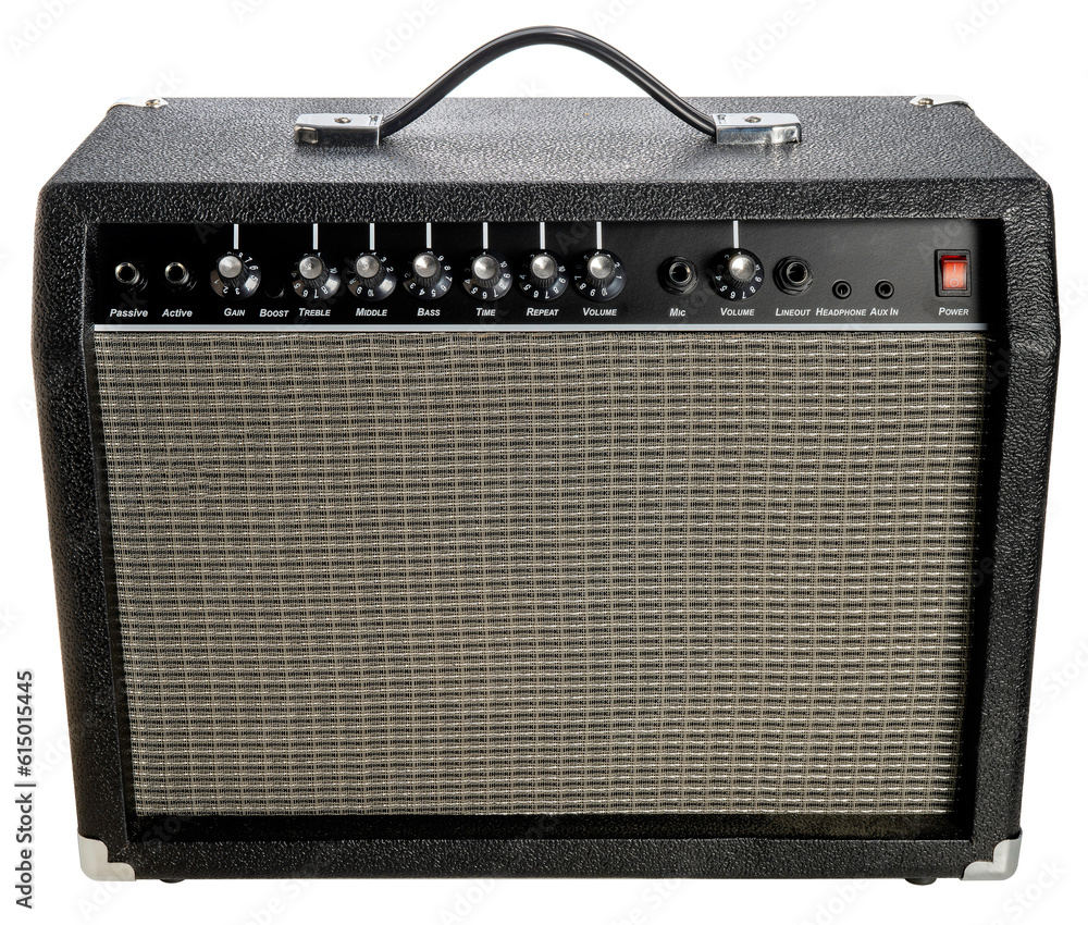 Electric guitar amplifier speaker design on white, Black Vintage style ...