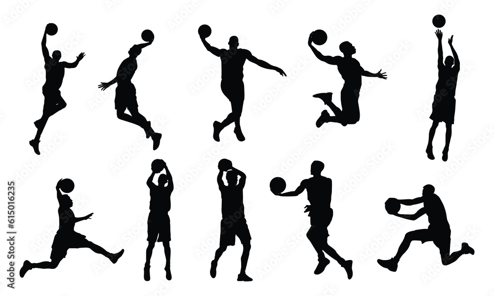 Basketball player. Group of different basketball players in different ...