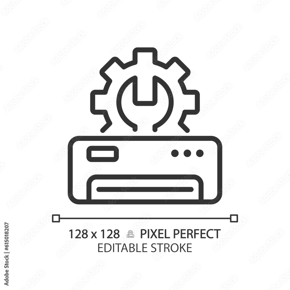 Ac repair linear icon. Maintenance service. Air conditioning repair. Appliance breakdown. Hvac ...
