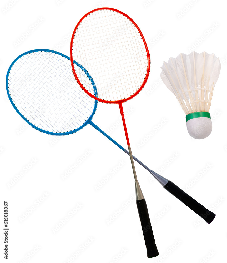 Badminton Racket and Badminton ball on white background, White ...