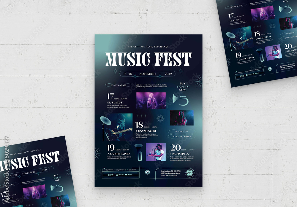 Music Festival Event Schedule Flyer Template Stock Template | Adobe Stock