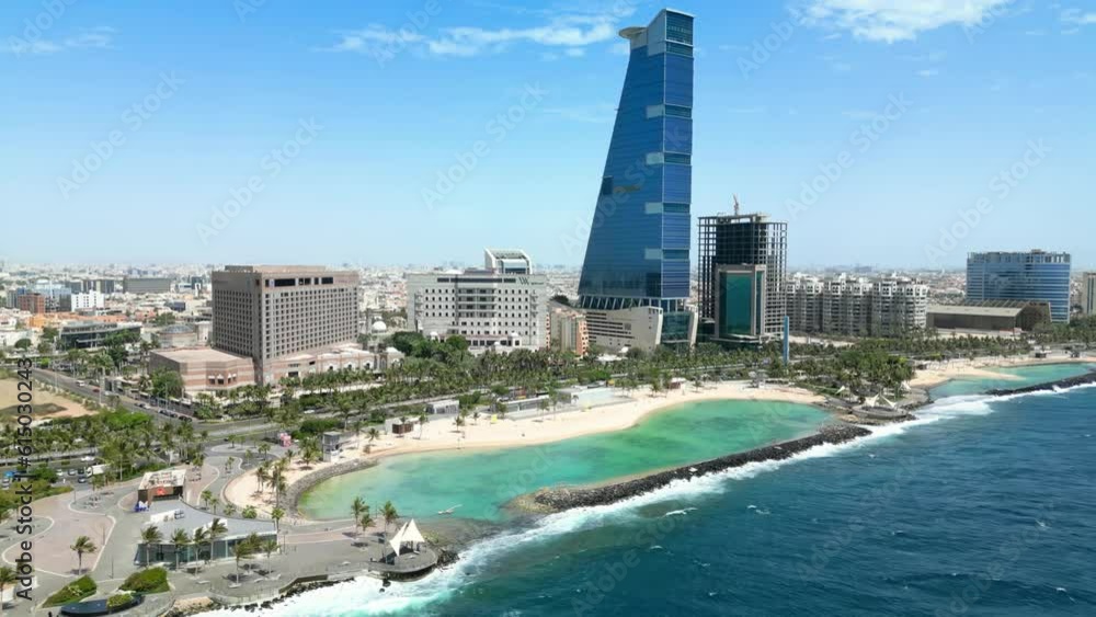 Jeddah: Aerial view of famous coastal city in v Saudi Arabia, skyline ...