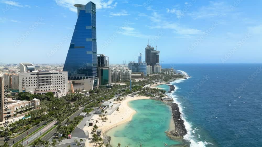 Jeddah: Aerial view of famous coastal city in v Saudi Arabia, skyline ...