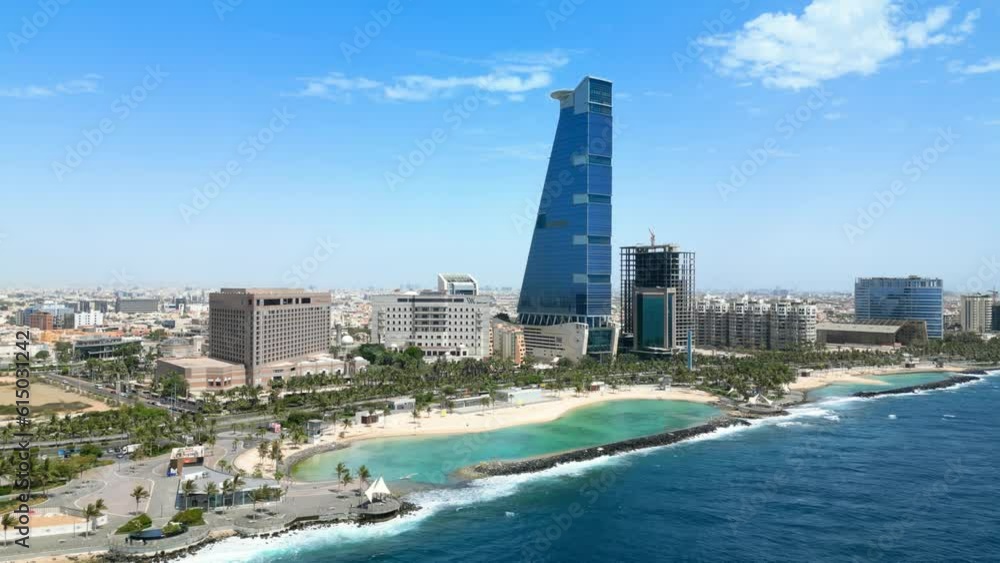 Jeddah: Aerial view of famous coastal city in v Saudi Arabia, skyline ...