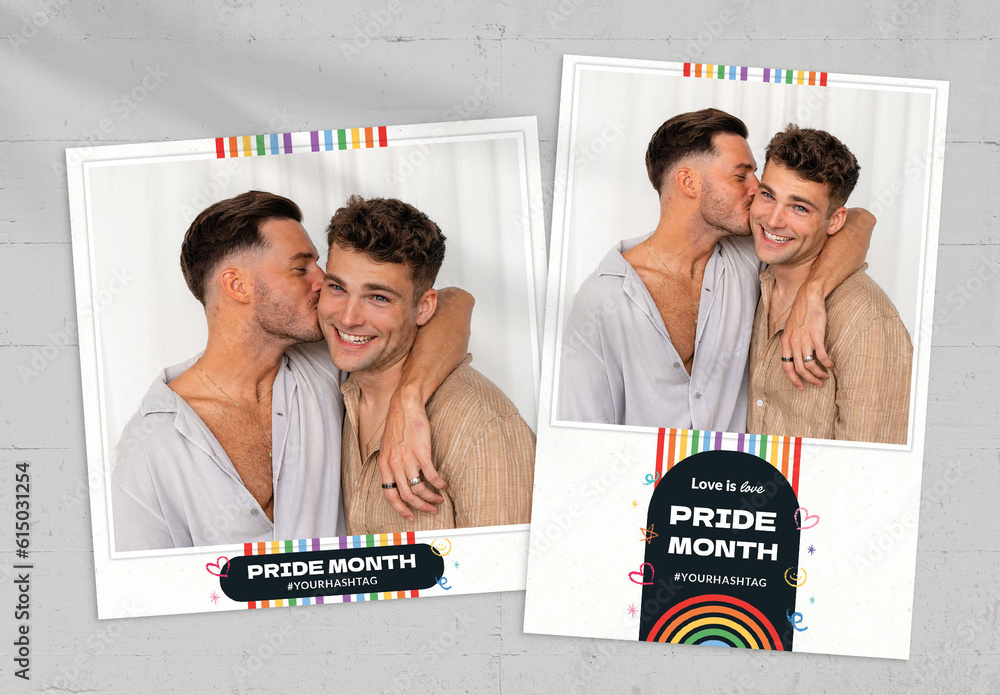 Simple LGBT Pride Month Photo Card Layout Stock Template | Adobe Stock