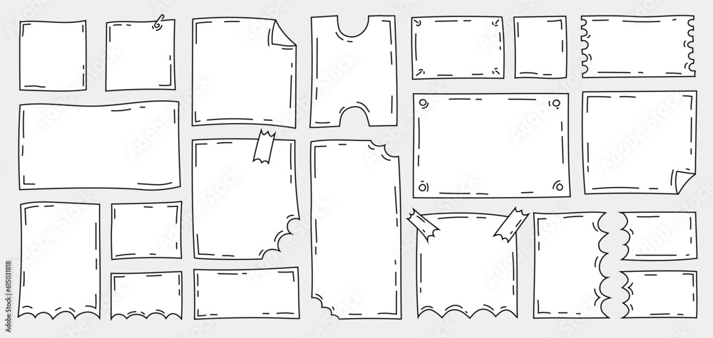 Set of cute cartoon paper stickers, tickets, reminders, templates ...