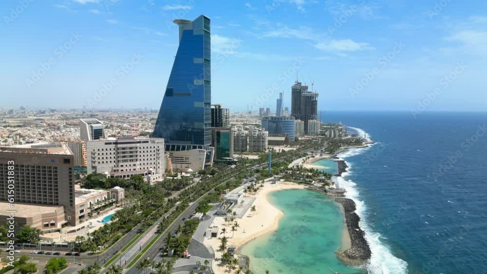 Jeddah: Aerial view of famous coastal city in v Saudi Arabia, skyline ...