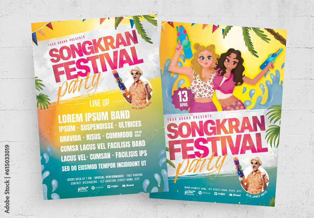 Songkran Festival Flyer Poster Layout Stock Template | Adobe Stock