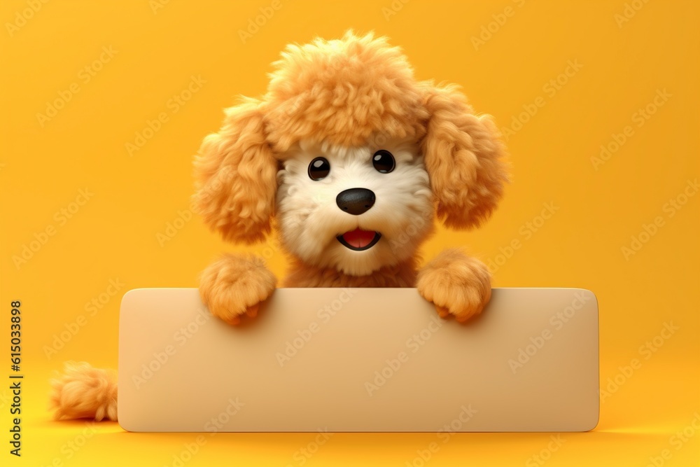 cartoon illustration, cute dog holding a blank sign, ai generative ...