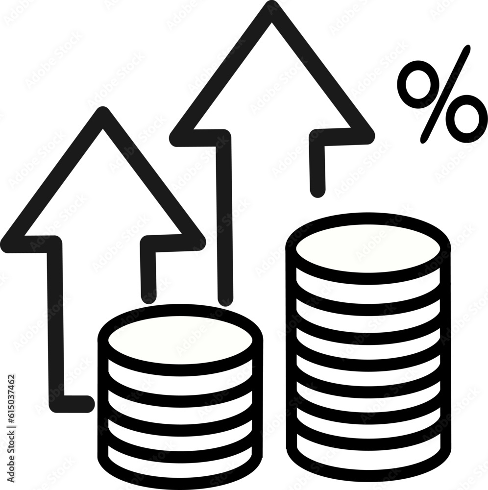 Inflation line icon. Money tax rate sign. Financial interest symbol ...