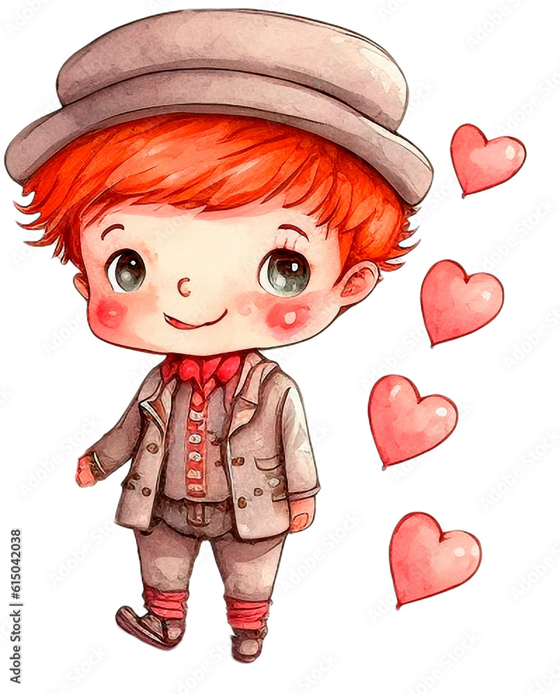 Watercolor Doll Boy Clipart Created with Generative AI Tools Stock ...