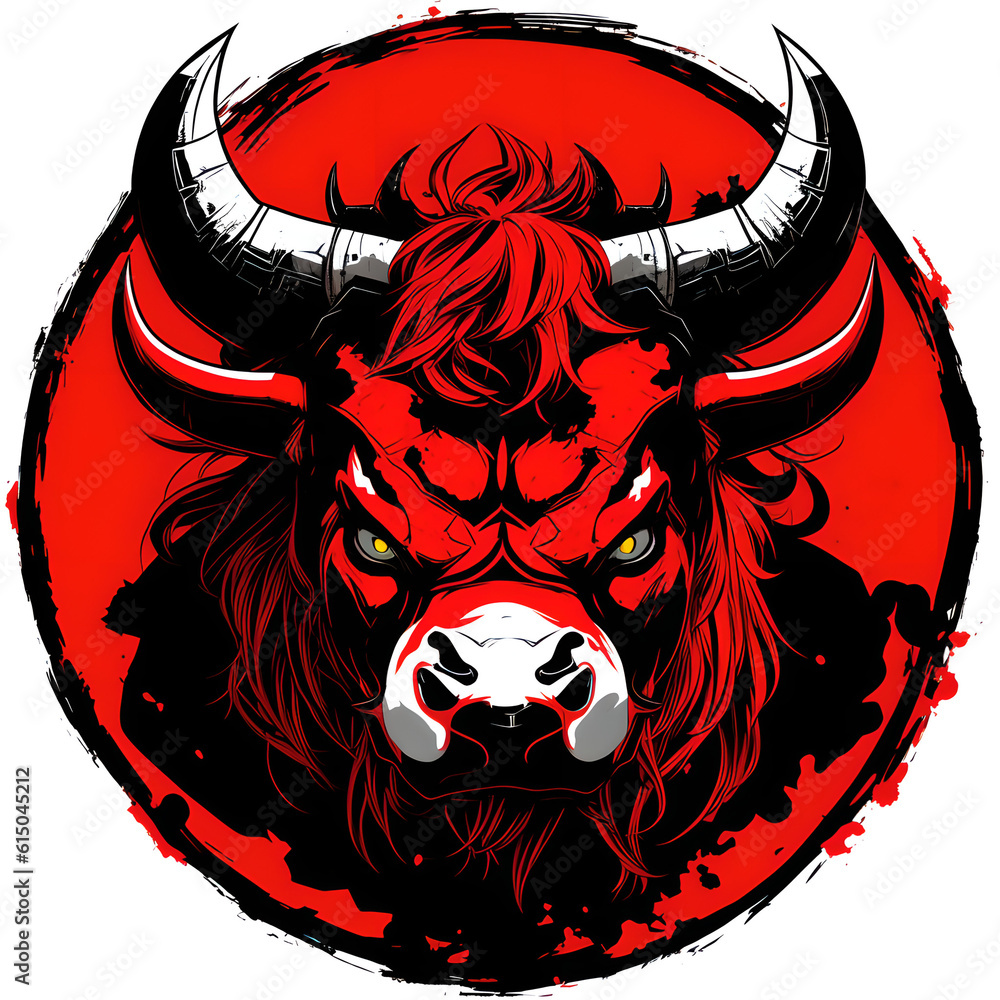 2D red angry bull unique artwork, generated with ai Stock Illustration ...