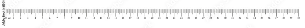 Measuring chart with 40 centimeters. Ruler scale with numbers. Length ...
