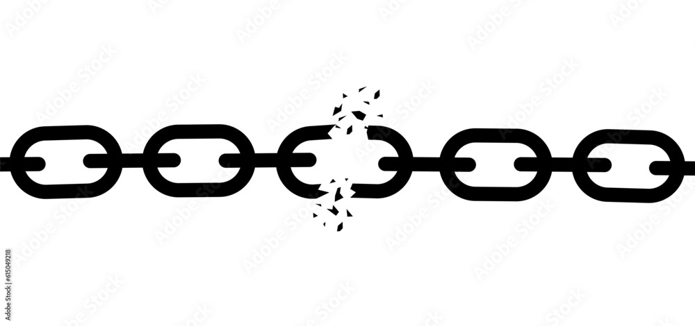 Torn, broken chain icon. The concept of freedom. Disconnected metal ...