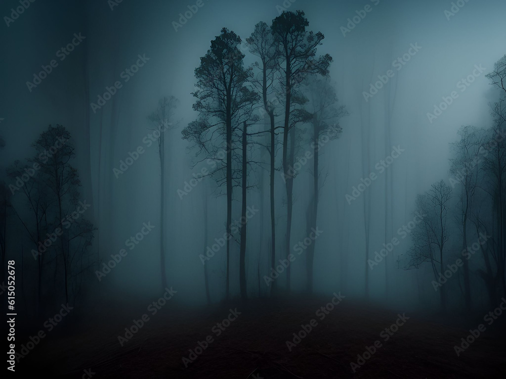 Dark mysterious forest for scary dark background. Generative ai Stock Illustration | Adobe Stock