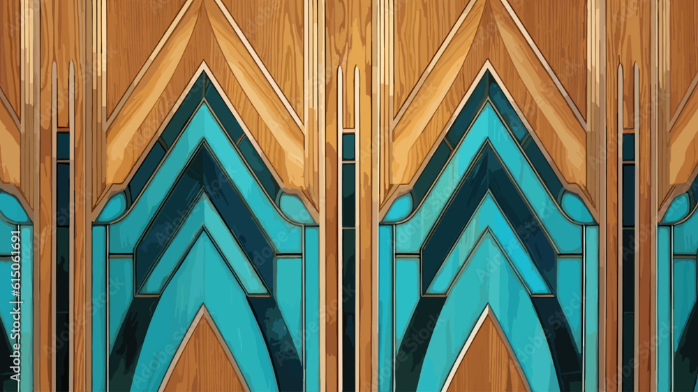 Vector Art Deco parquet panel with a wood texture and, turquoise and ...