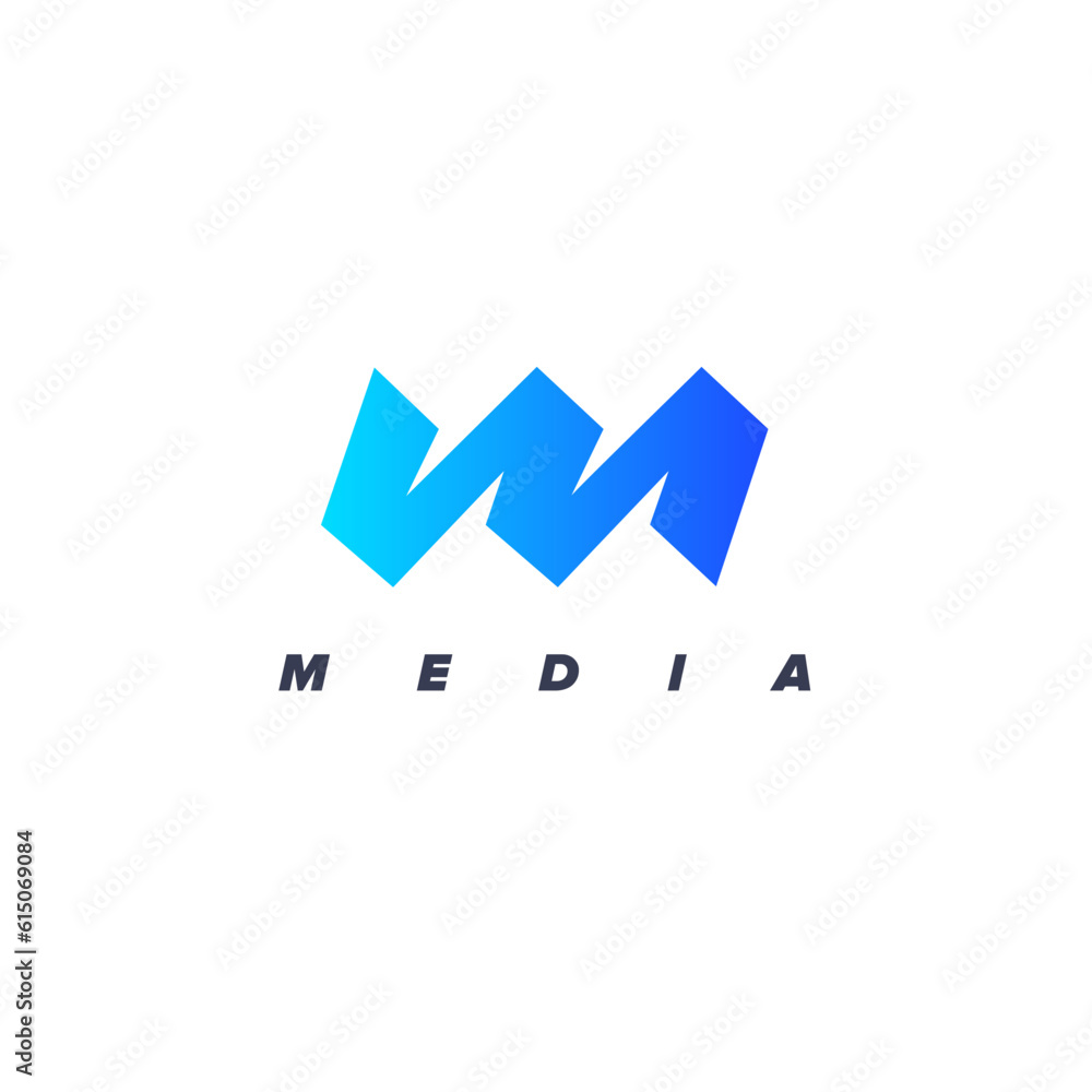 Vector logo design template for business. Media symbol. Letter M. Stock ...