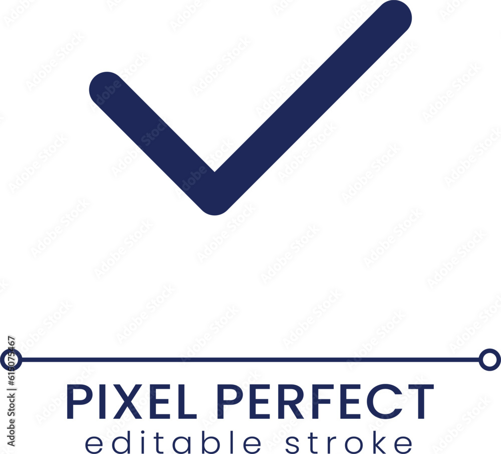 Checkmark pixel perfect linear ui icon. Send message. Unread status. Online communication. GUI ...