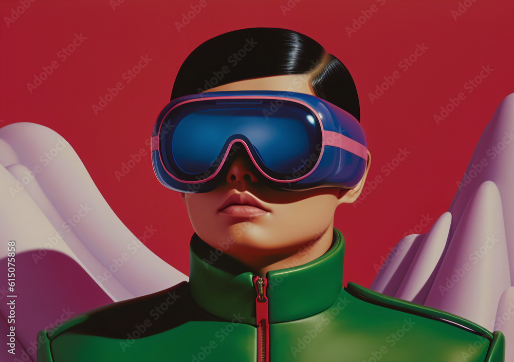 The AI-generated retro-futuristic illustration portrays a Chinese man ...