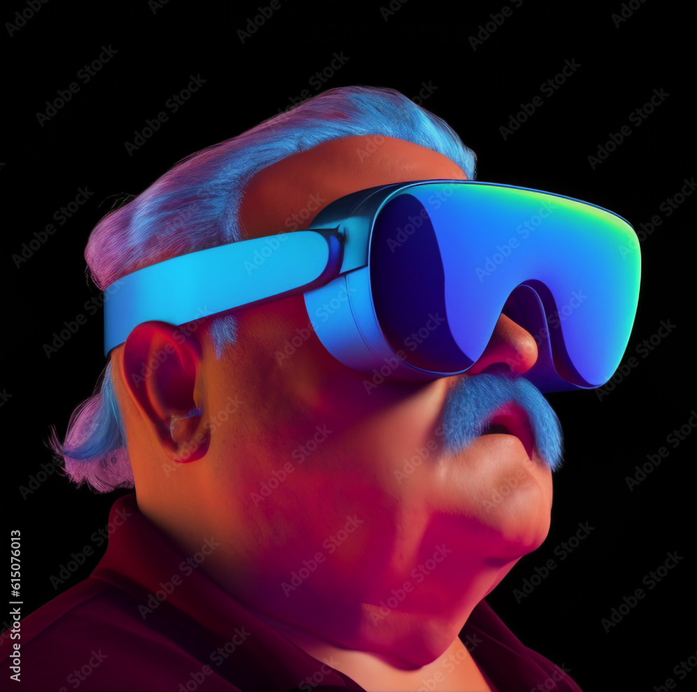 The AI-generated render of a cool uncle wearing virtual reality (VR ...