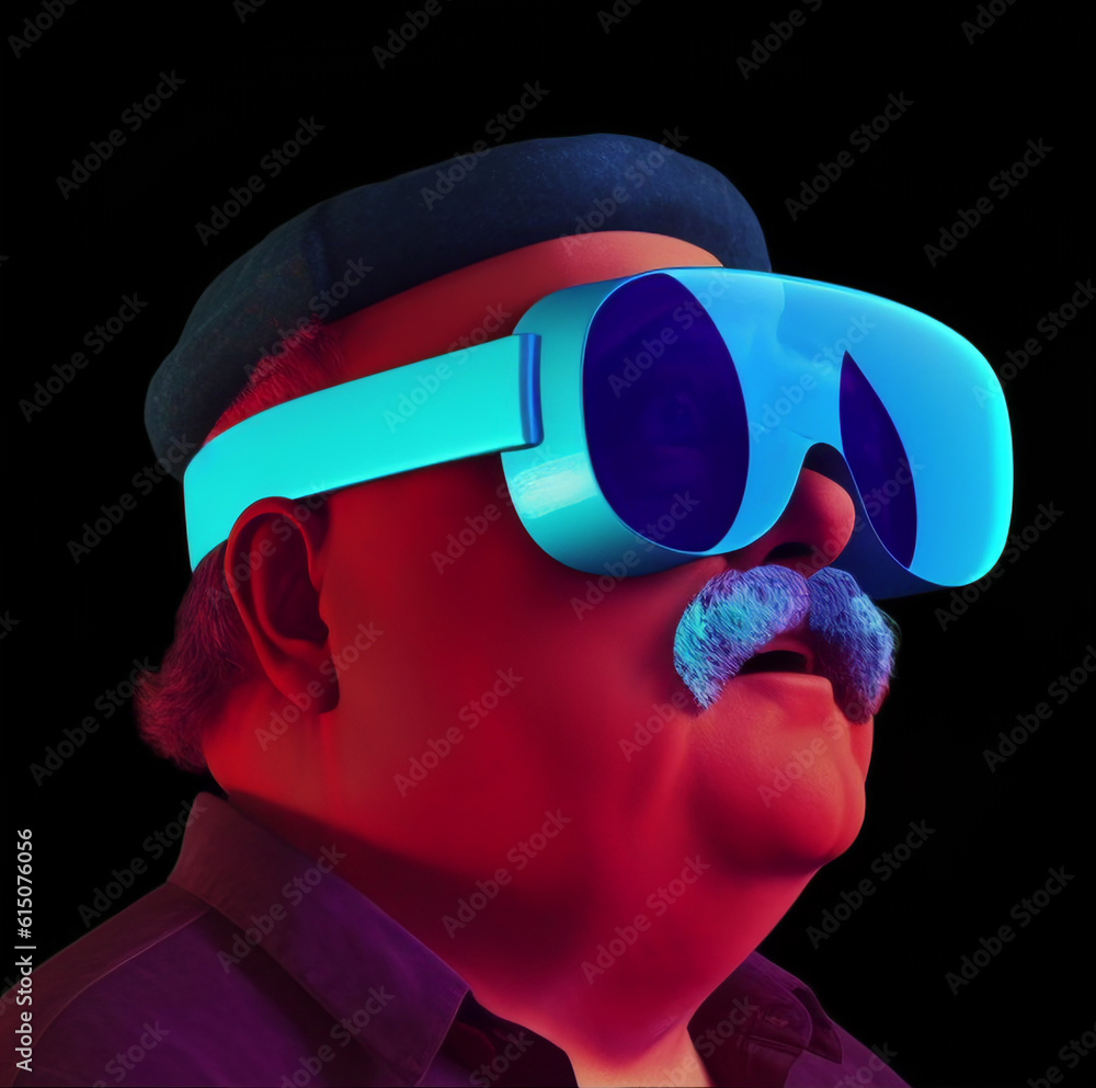 The AI-generated render of a cool uncle wearing virtual reality (VR ...