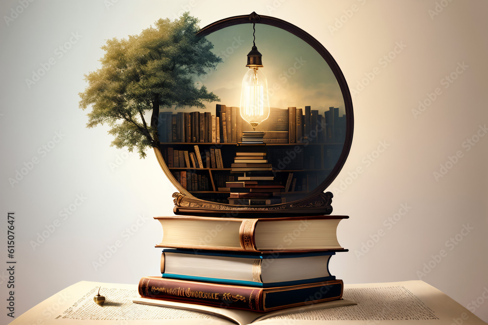 Reading and education collage Stock Illustration | Adobe Stock