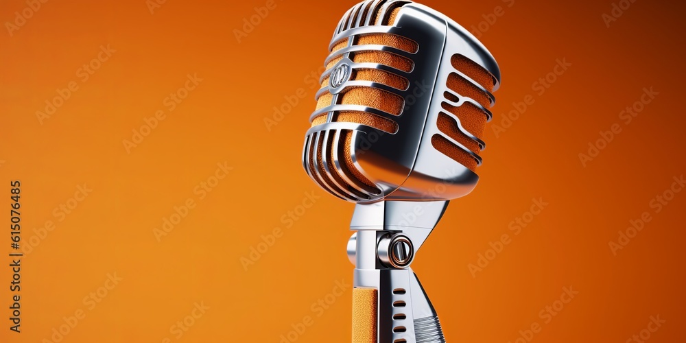 An abstract retro microphone abstraction in an orange color ...