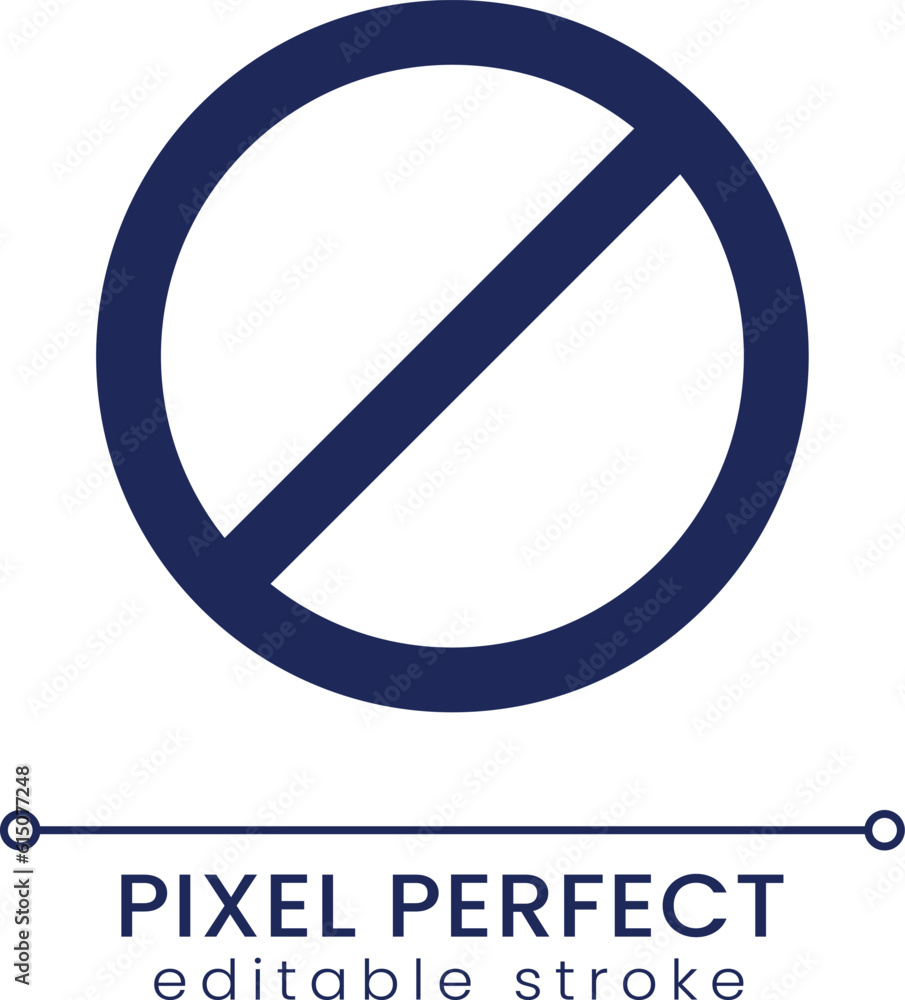 Stop sign pixel perfect linear ui icon. Blocked users. Forbidden action. Operation failure. GUI ...
