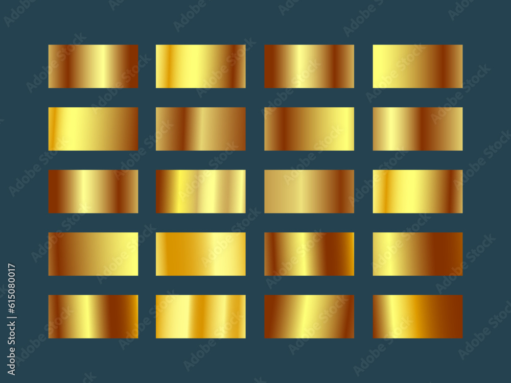 gold color metal palette swatches palette set design Stock Vector ...