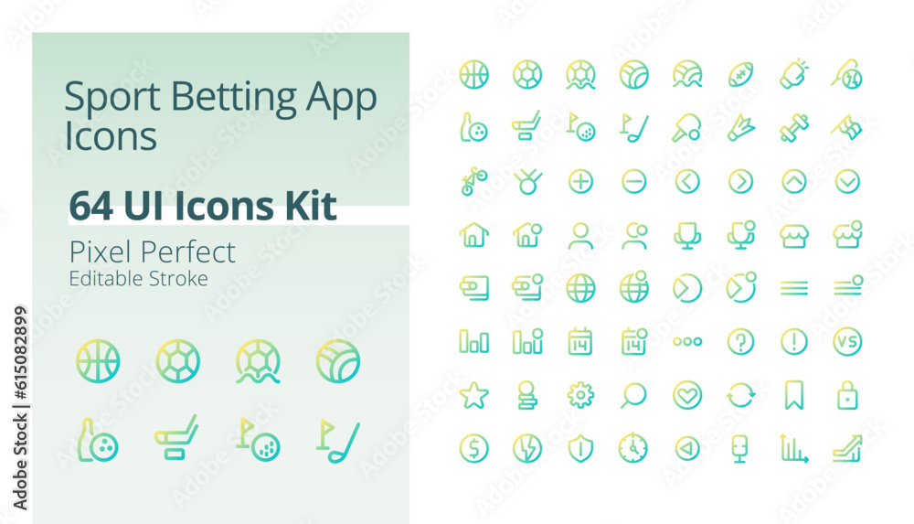 Sport betting online pixel perfect gradient linear ui icons kit ...