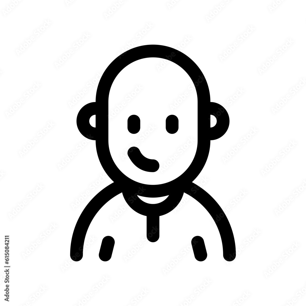 Editable person with clean shaved bald head avatar vector icon. User ...