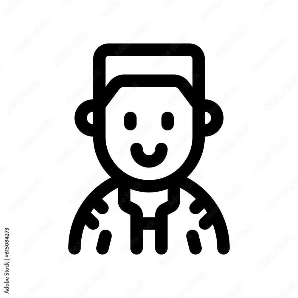 Editable person with army buzz flattop haircut avatar vector icon. User ...