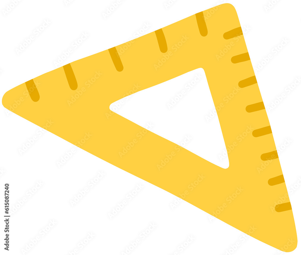 Cute Hand Drawn Yellow Triangle Ruler Cartoon Illustration Stock ...