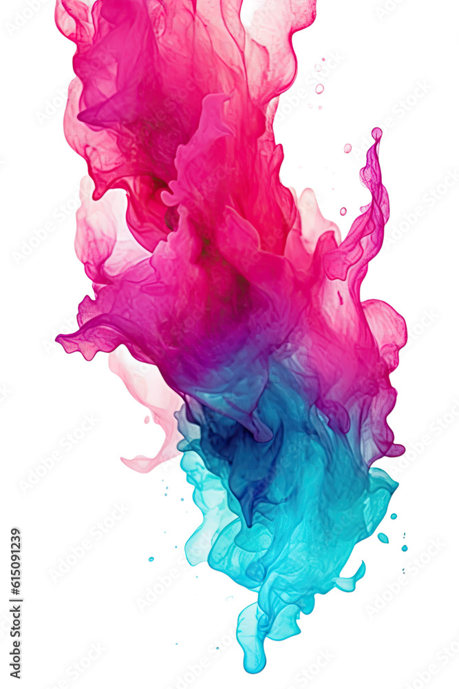 magenta and turquoise swashes, watercolor paint abstract border frame ...