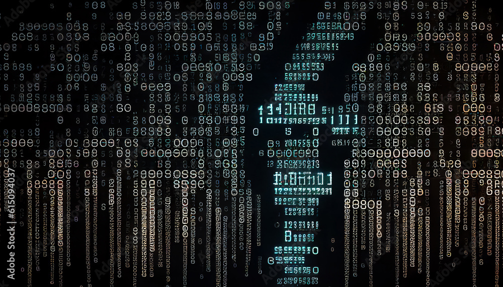 Binary computer matrix code data stream abstract background showing a coding transmission over ...