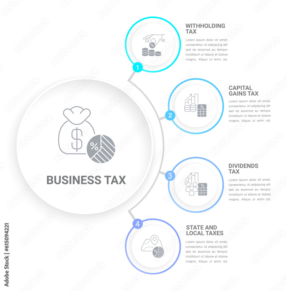 Business tax types infographic chart design template. Strategic ...
