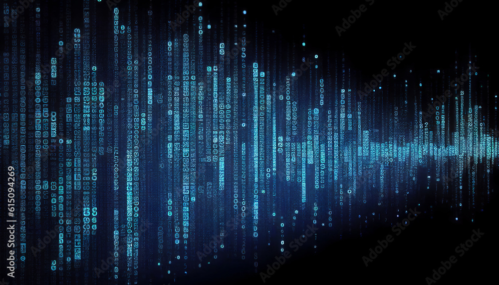 Binary Computer Matrix Code Data Stream Abstract Background Showing A Coding Transmission Over